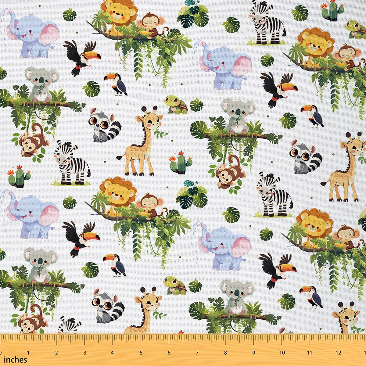Castle Fairy Lion Zebra Elephant Fabric by the Yard 1 Yard,Botanical ...