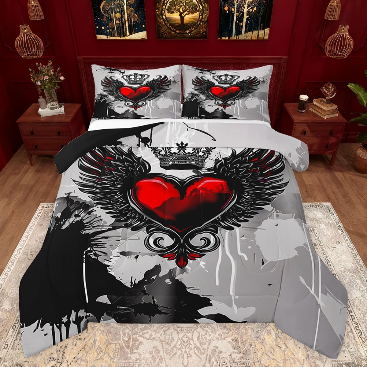 Castle Fairy Love Heart Angel Wings Bedding Comforter Set 2pcs for ...