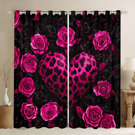 Castle Fairy Love Heart Black Out Curtains,Leopard Curtains Pack of 2 ...
