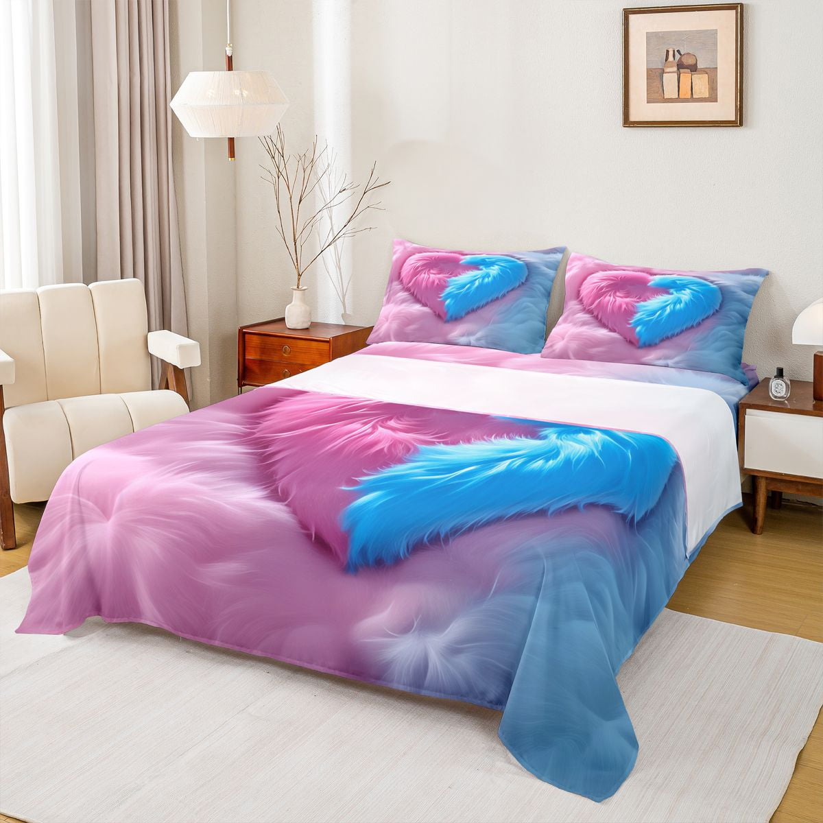 Castle Fairy Love Heart Couple 4 Pieces Queen Sheet Sets for Teens ...