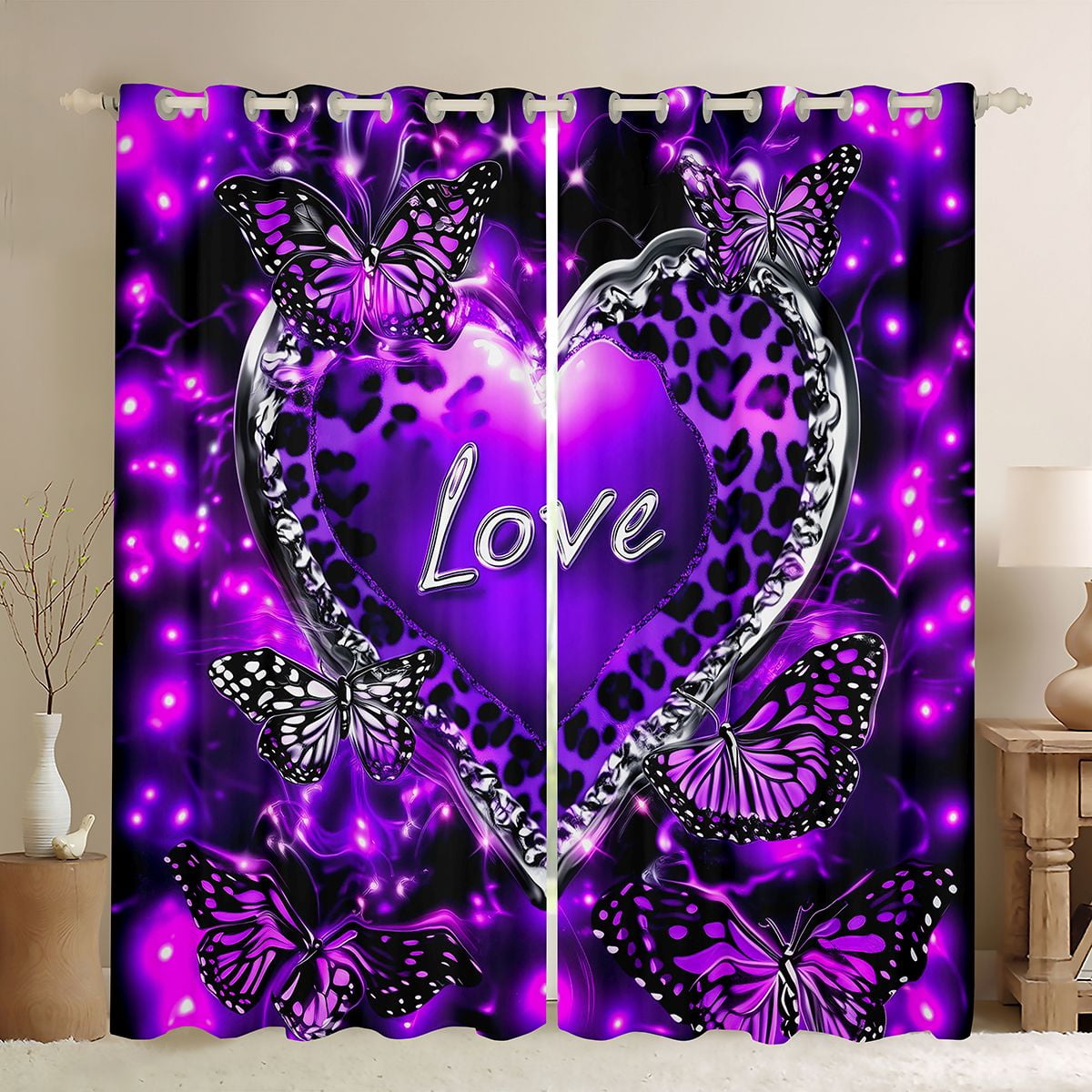 Castle Fairy Love Heart Curtains Pack of 2 (42x84 Each),Butterflies ...