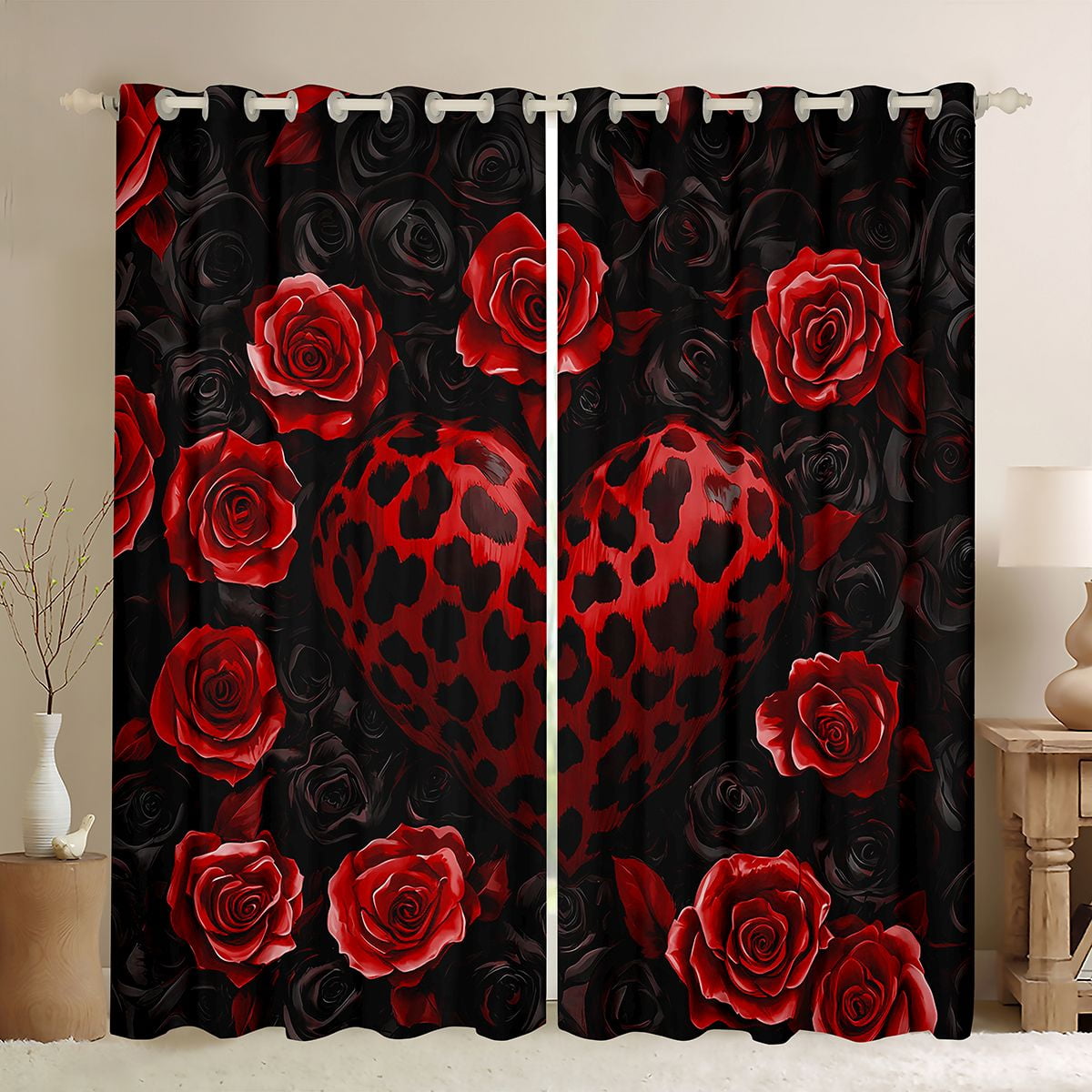 Castle Fairy Love Heart Curtains Pack of 2 (42x84 Each),Leopard ...