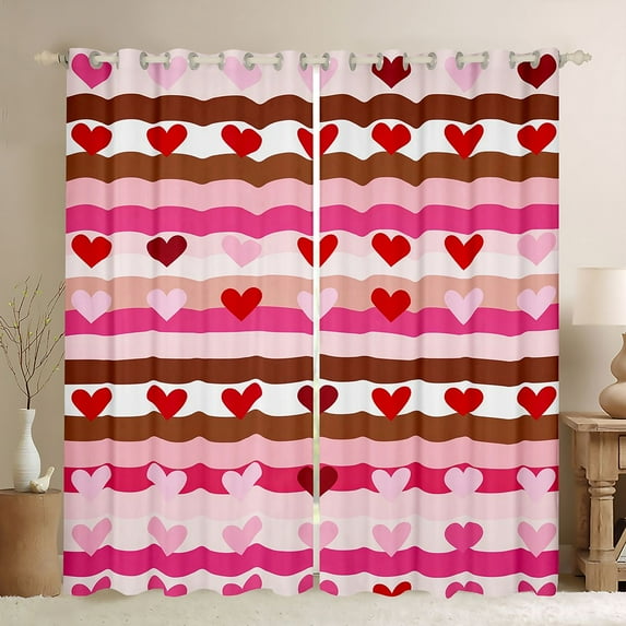 Castle Fairy Love Heart Print Black Out Curtains,Stripes Curtains Pack ...