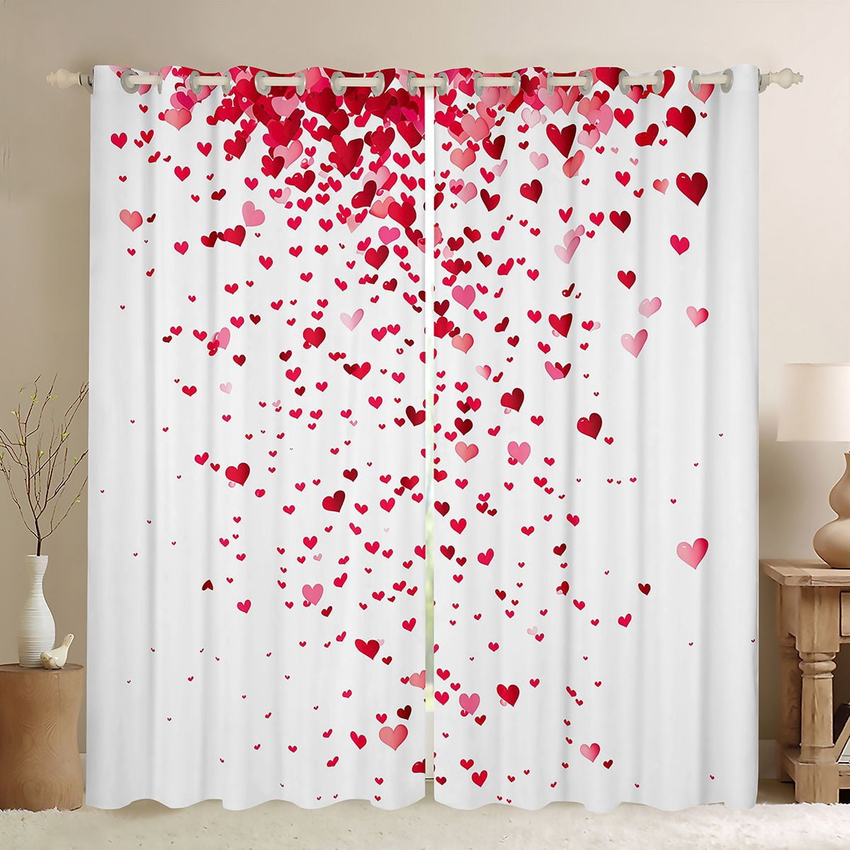 Castle Fairy Love Heart Print Curtains Pack of 2 (42x84 Each) for ...