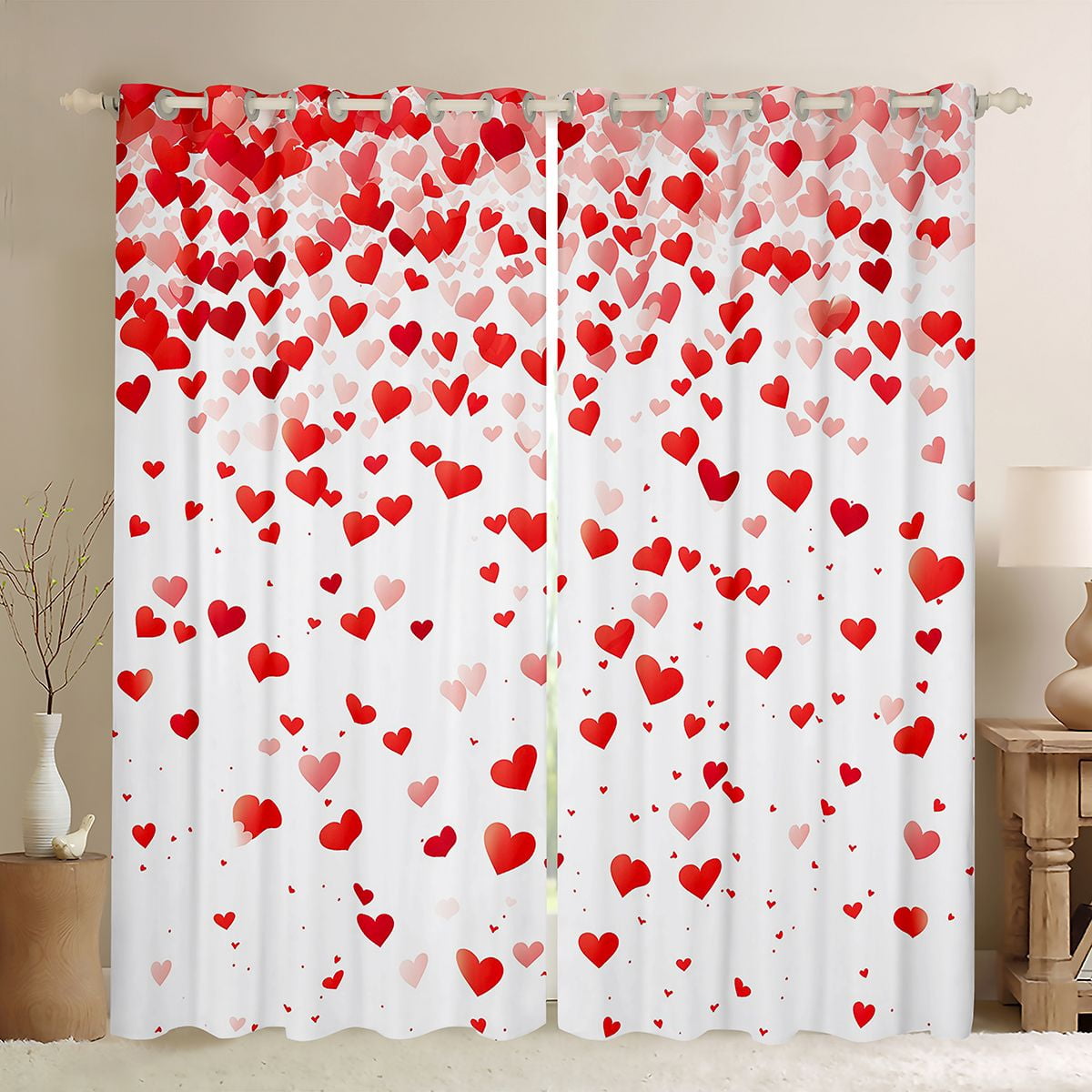 Castle Fairy Love Heart Print Curtains Pack of 2 (42x84 Each) for ...