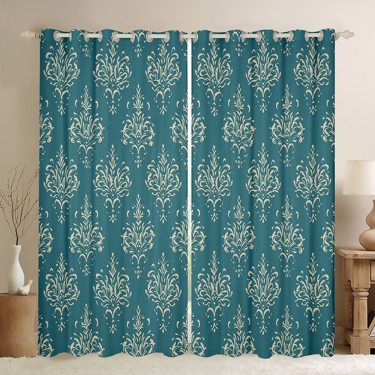 Castle Fairy Luxury Damask Curtains Pack of 2 (42x84 Each),Bohemian Curtains Blackout - Walmart.com