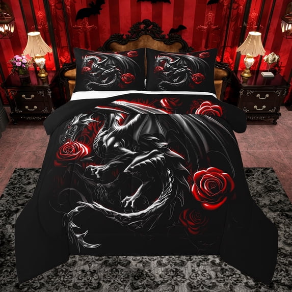 Castle Fairy Magical Dragon Queen Comforter Set,Gothic Style Bedding ...