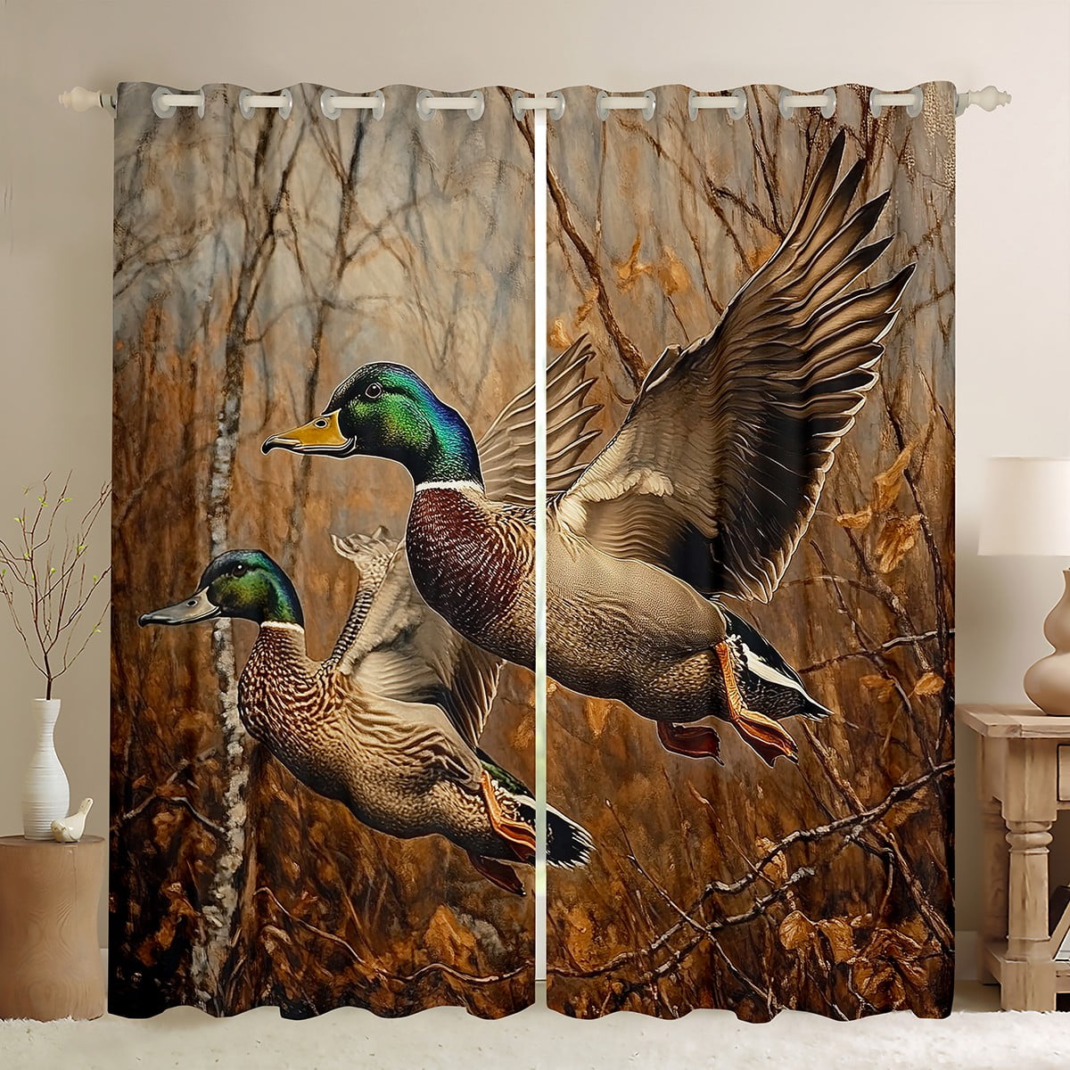 Castle Fairy Mallard Duck Blackout Curtains Set of 2 (52x84 Each),Tree ...
