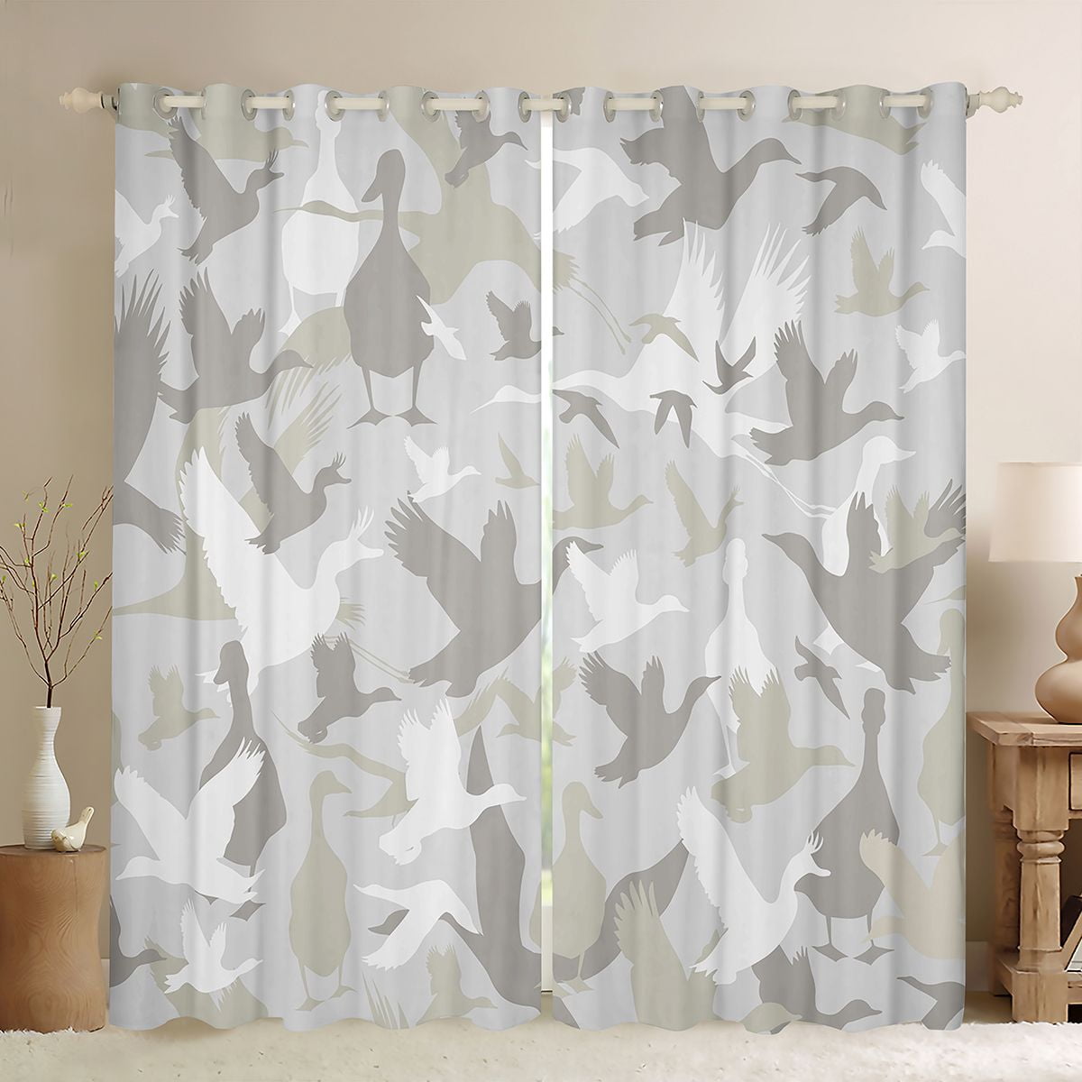 Castle Fairy Mallard Duck Blackout Curtains Set of 2 (52x84 Each),Grey ...