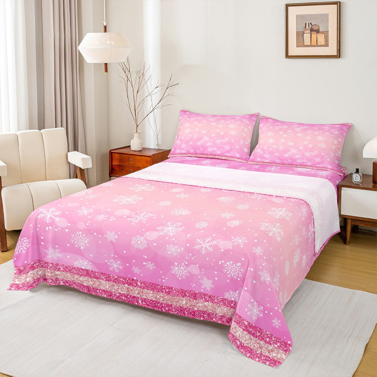 Castle Fairy Merry Christmas 4-Piece Full Size Sheets,Gradient ...