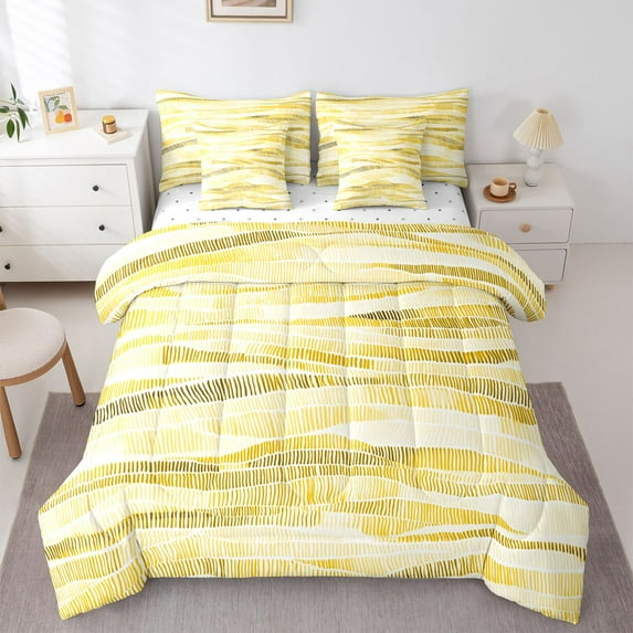 Castle Fairy Minimalism Geometric Bedding Comforter Set,Black Yellow ...