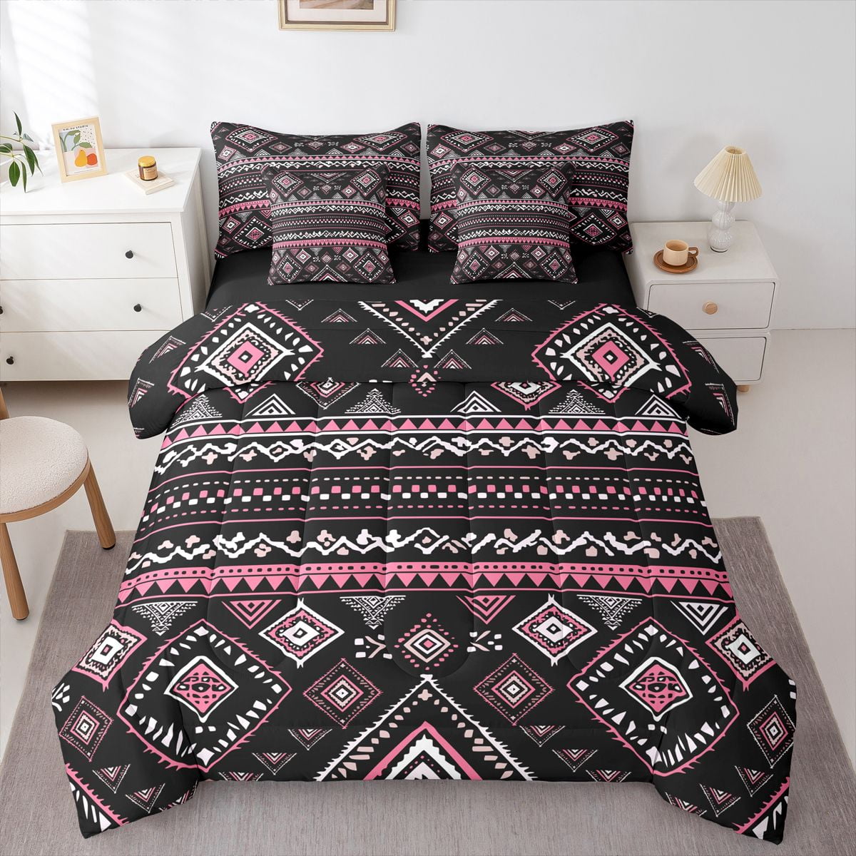 Castle Fairy Minimalist Aztec Bedding Comforter Set,Bohemian Tribal ...