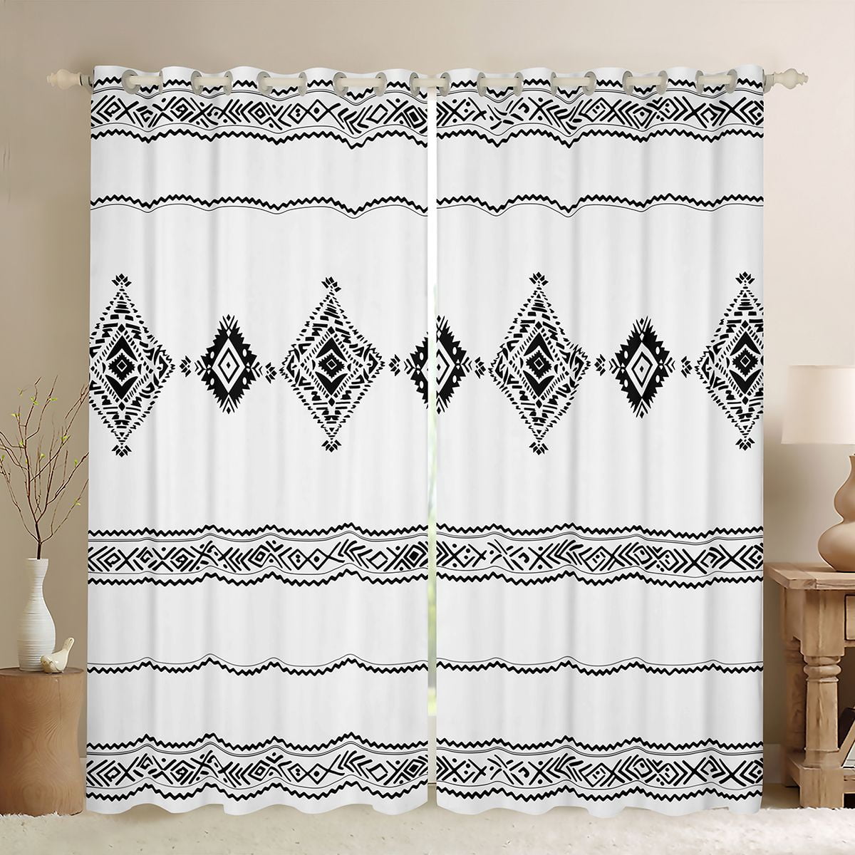 Castle Fairy Minimalist Aztec Curtains Pack of 2 (42x84 Each),Bohemian ...