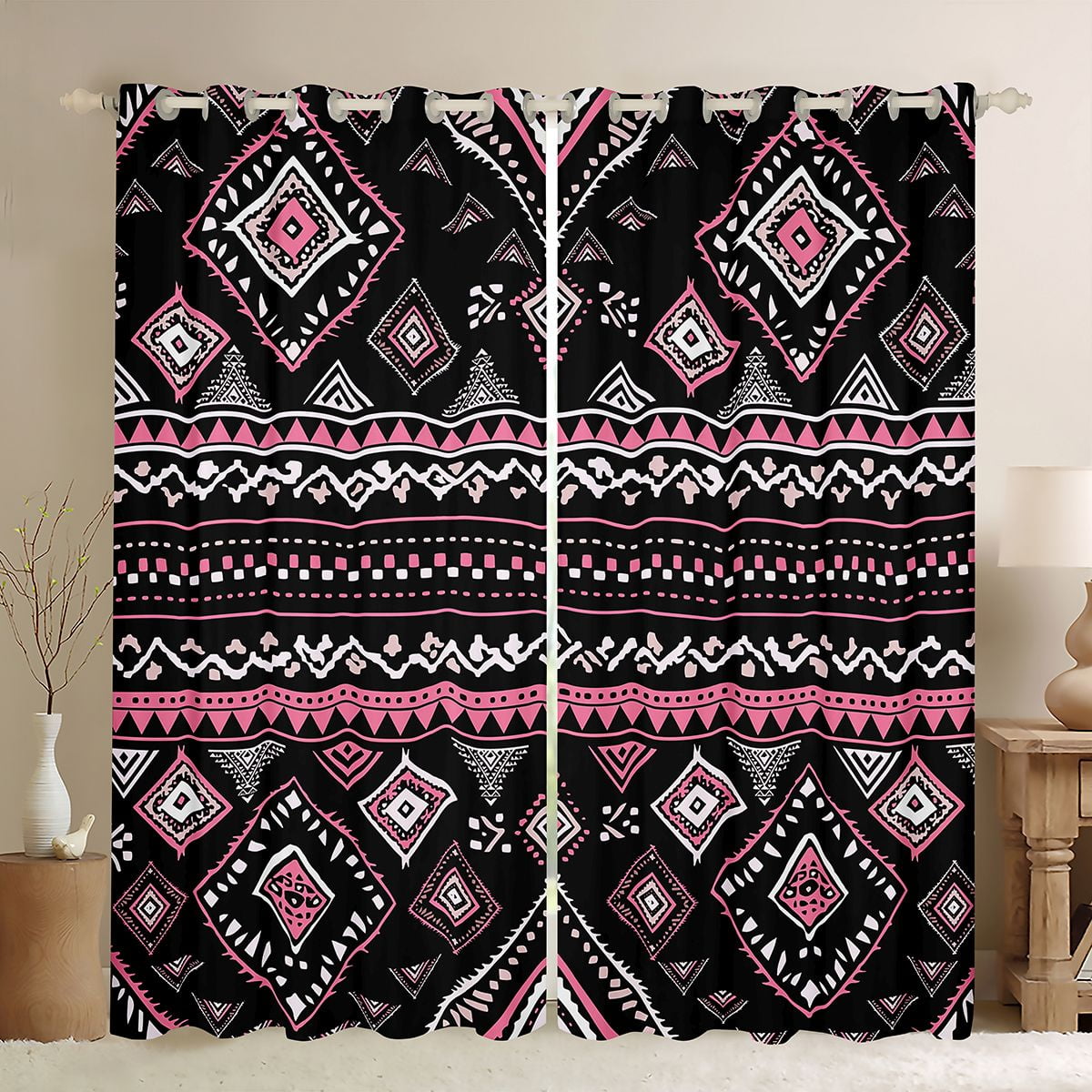 Castle Fairy Minimalist Aztec Curtains Pack of 2 (42x84 Each),Bohemian ...