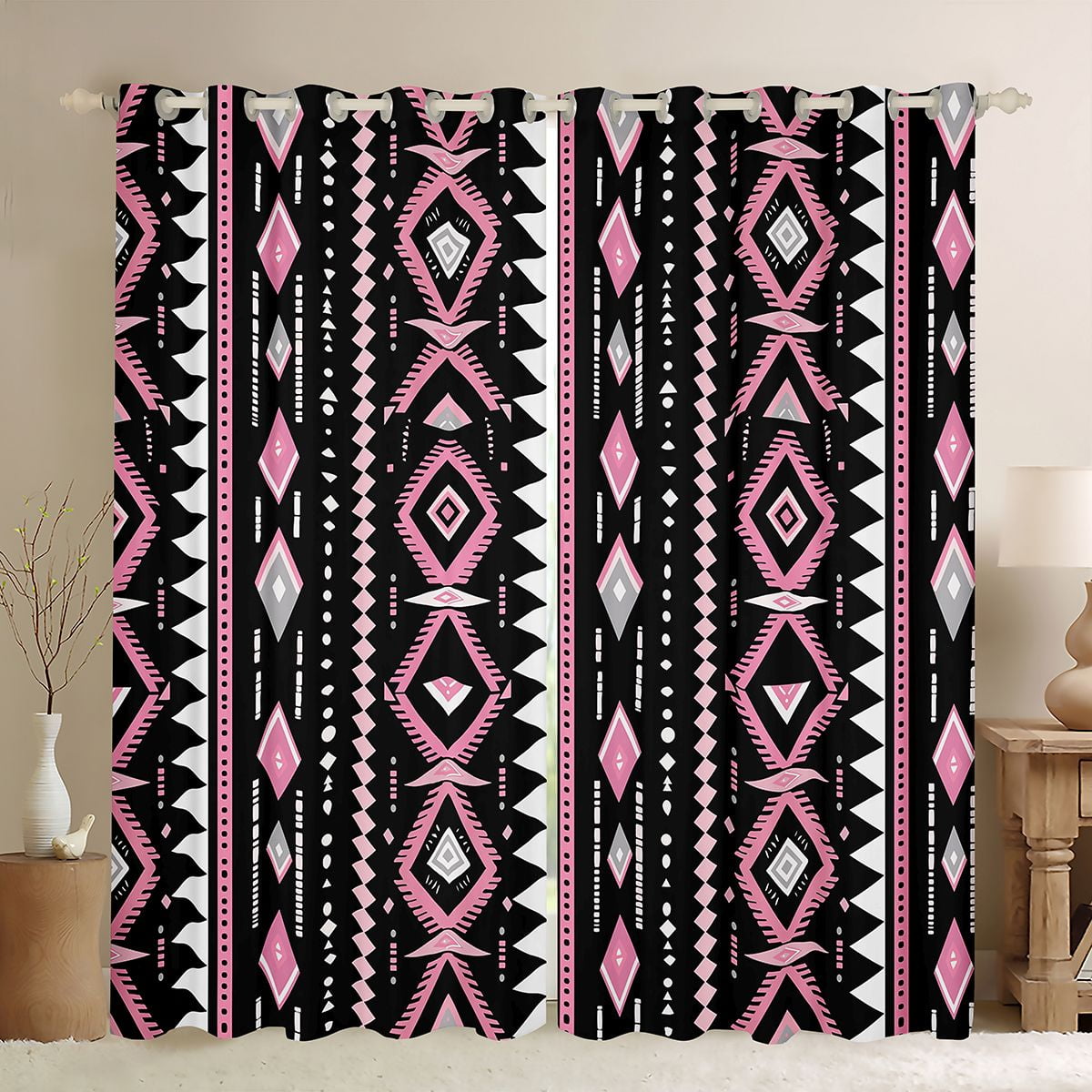 Castle Fairy Minimalist Aztec Curtains Pack of 2 (42x84 Each),Bohemian ...