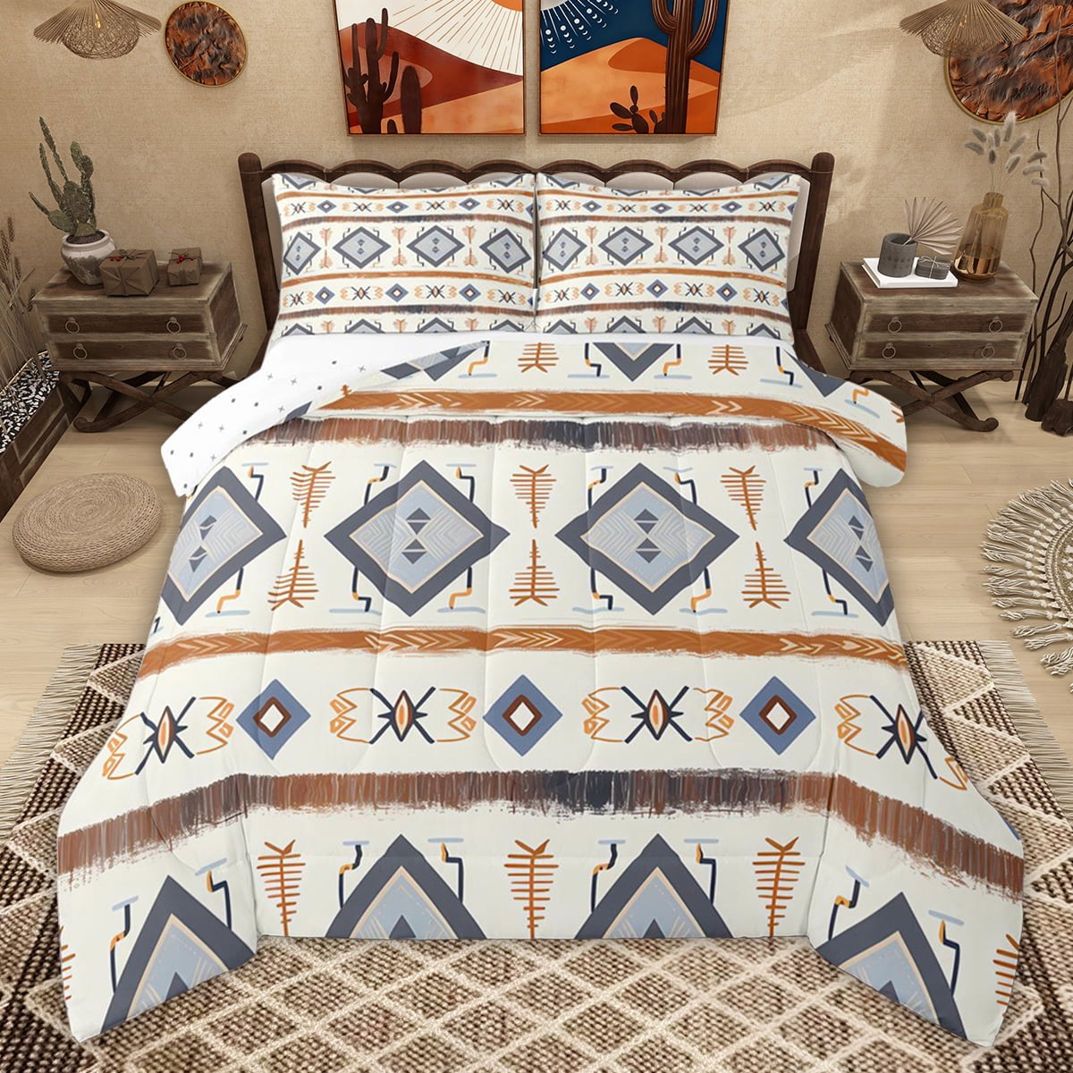 Castle Fairy Minimalist Aztec Twin Comforter Sets for Kids,Boho Vintage ...