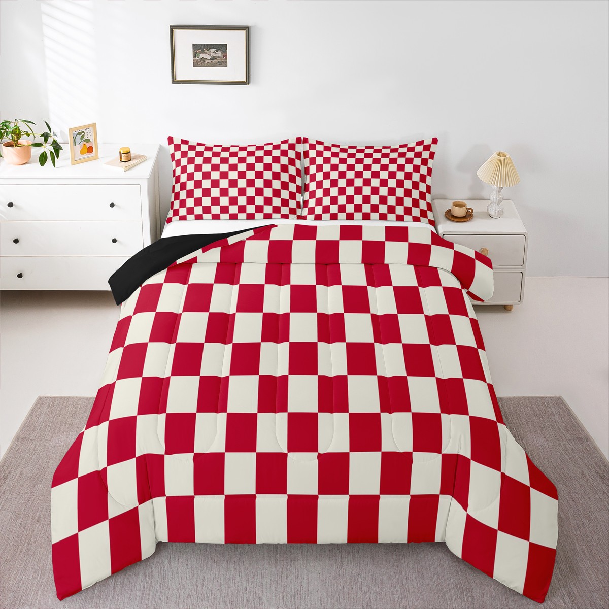 Castle Fairy 3-Piece Full Size Comforter Set - Minimalist Buffalo Plaid ...