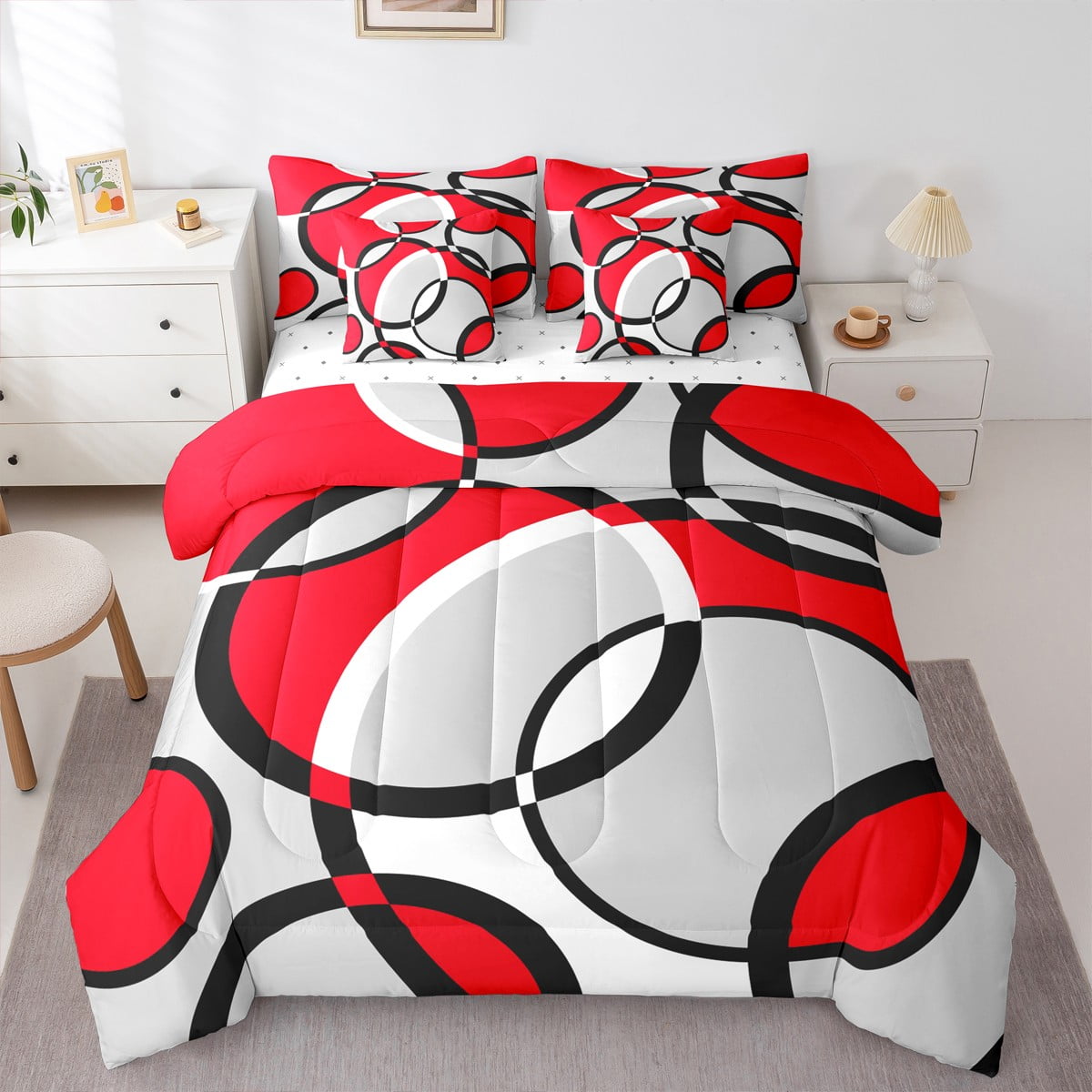 Castle Fairy Minimalist Circle Stripes Bedding Comforter Set 7 Pieces ...