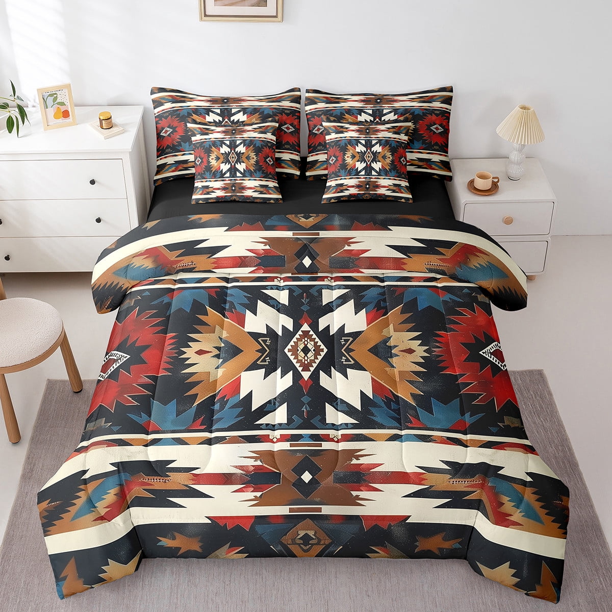 Castle Fairy Minimalist Hippie Aztec Bedding Comforter Set,Boho Vintage ...