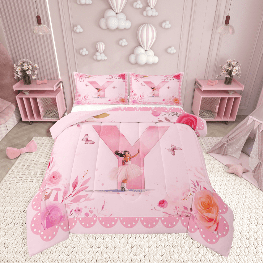 Castle Fairy Monogrammed Letter 3 Pieces Queen Comforter Set,Black Girl ...