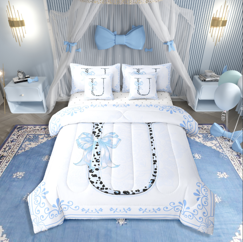 Castle Fairy Monogrammed Letter 7pcs Bedding Comforter Set,Leopard ...