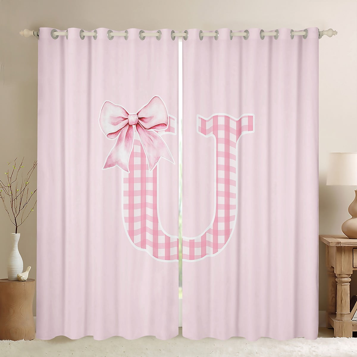 Castle Fairy Monogrammed Letter Blackout Curtains,Kawaii Bow Curtains ...