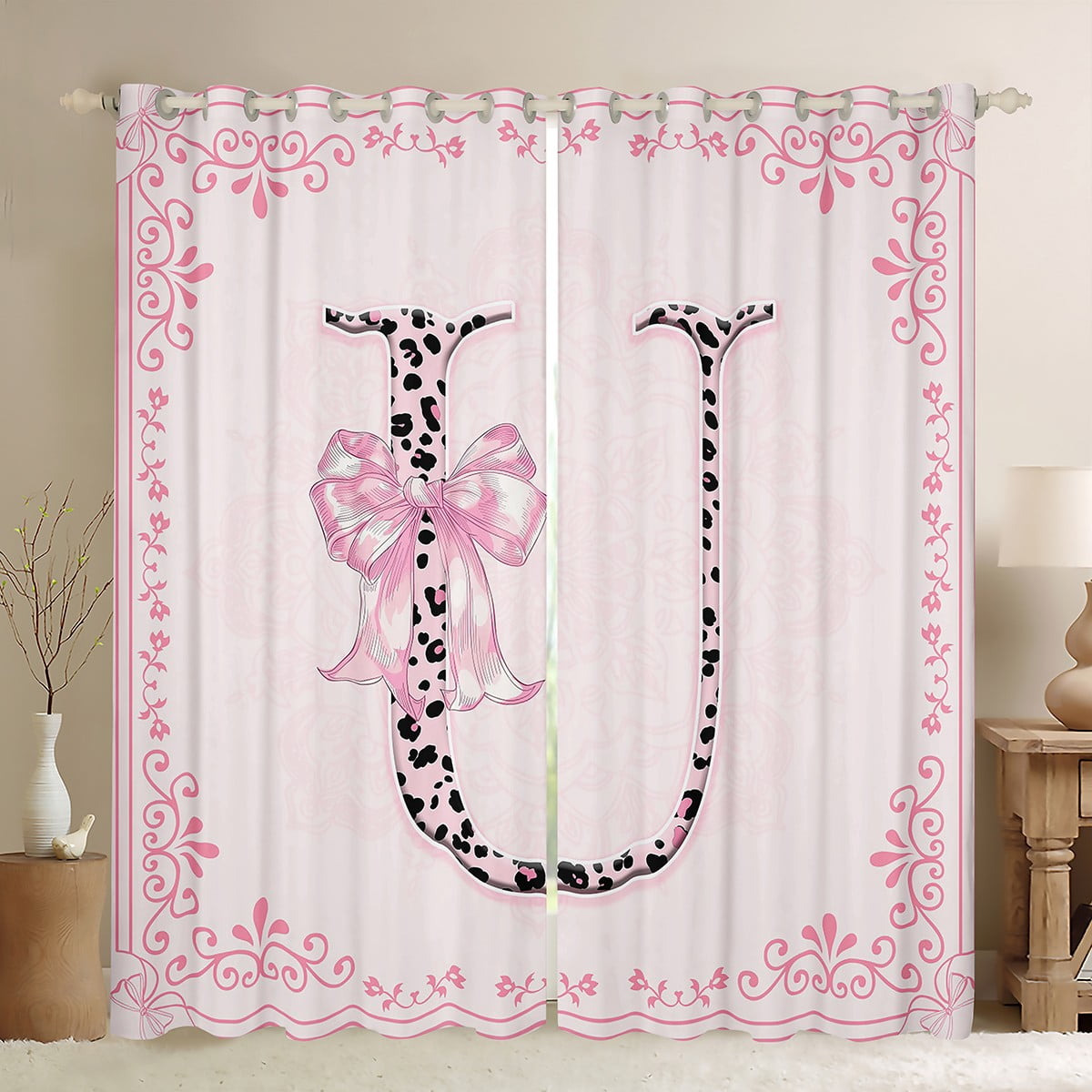 Castle Fairy Monogrammed Letter Blackout Curtains,Leopard Print ...
