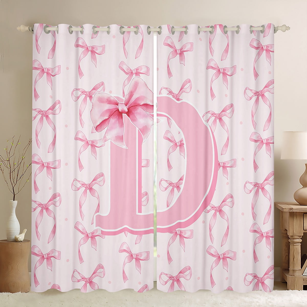Castle Fairy Monogrammed Letter Blackout Curtains Set of 2 (52x84 Each ...