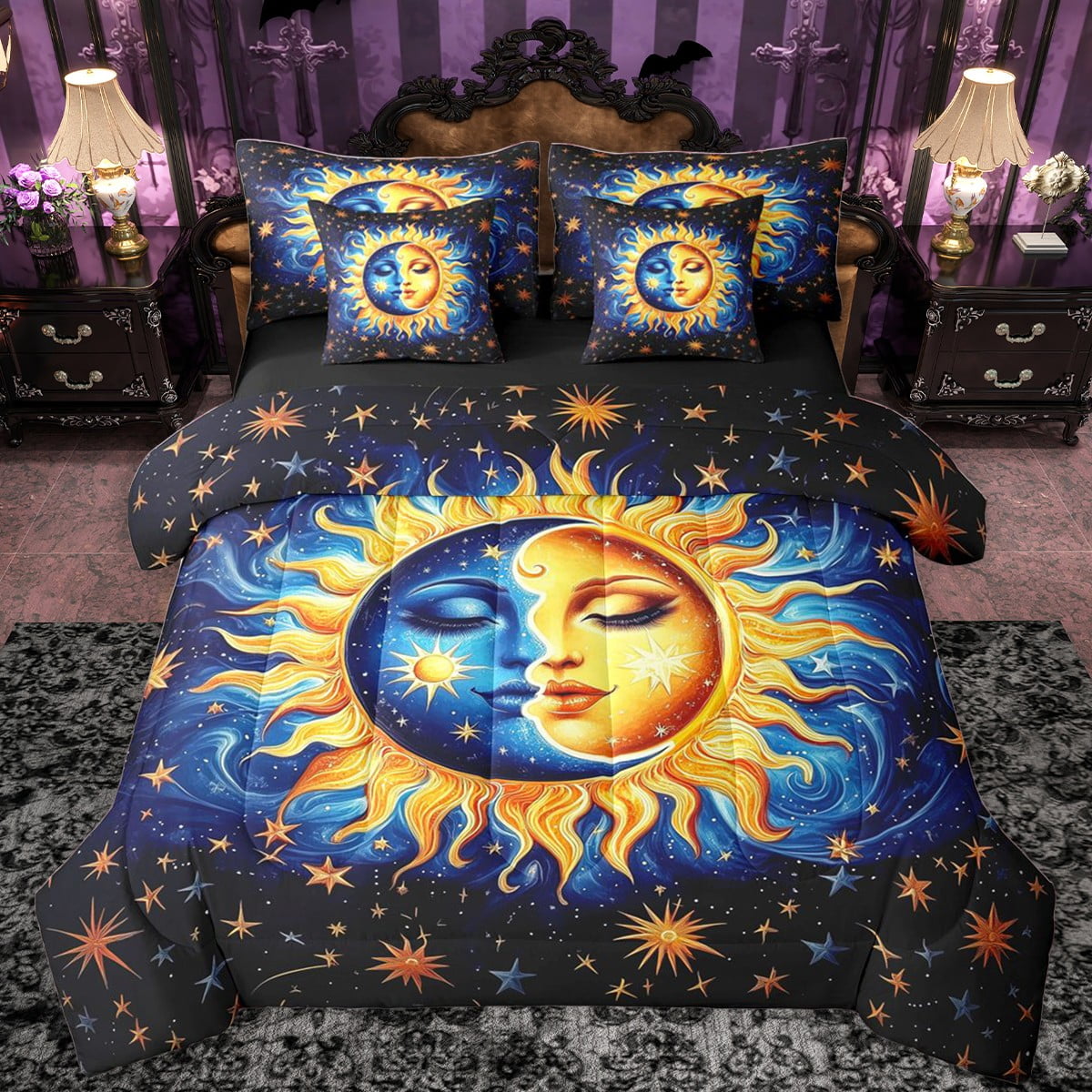 Castle Fairy Moon Sun Bedding Comforter Set 7 Pieces for Teens Girls ...