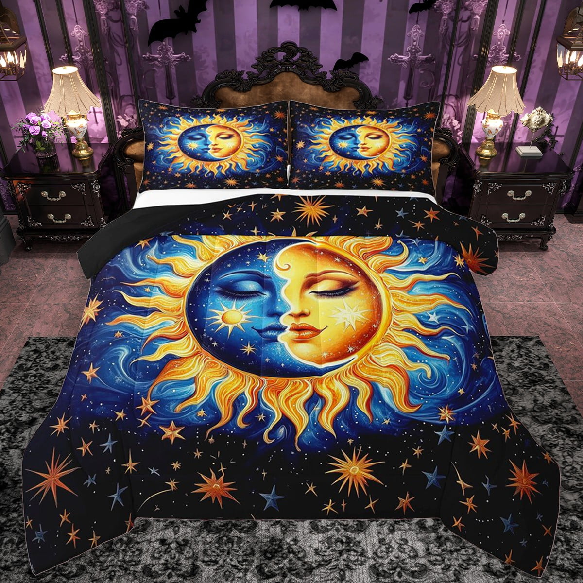 Castle Fairy Moon Sun Full Size Comforter Sets 3-Piece for Teens Girls ...