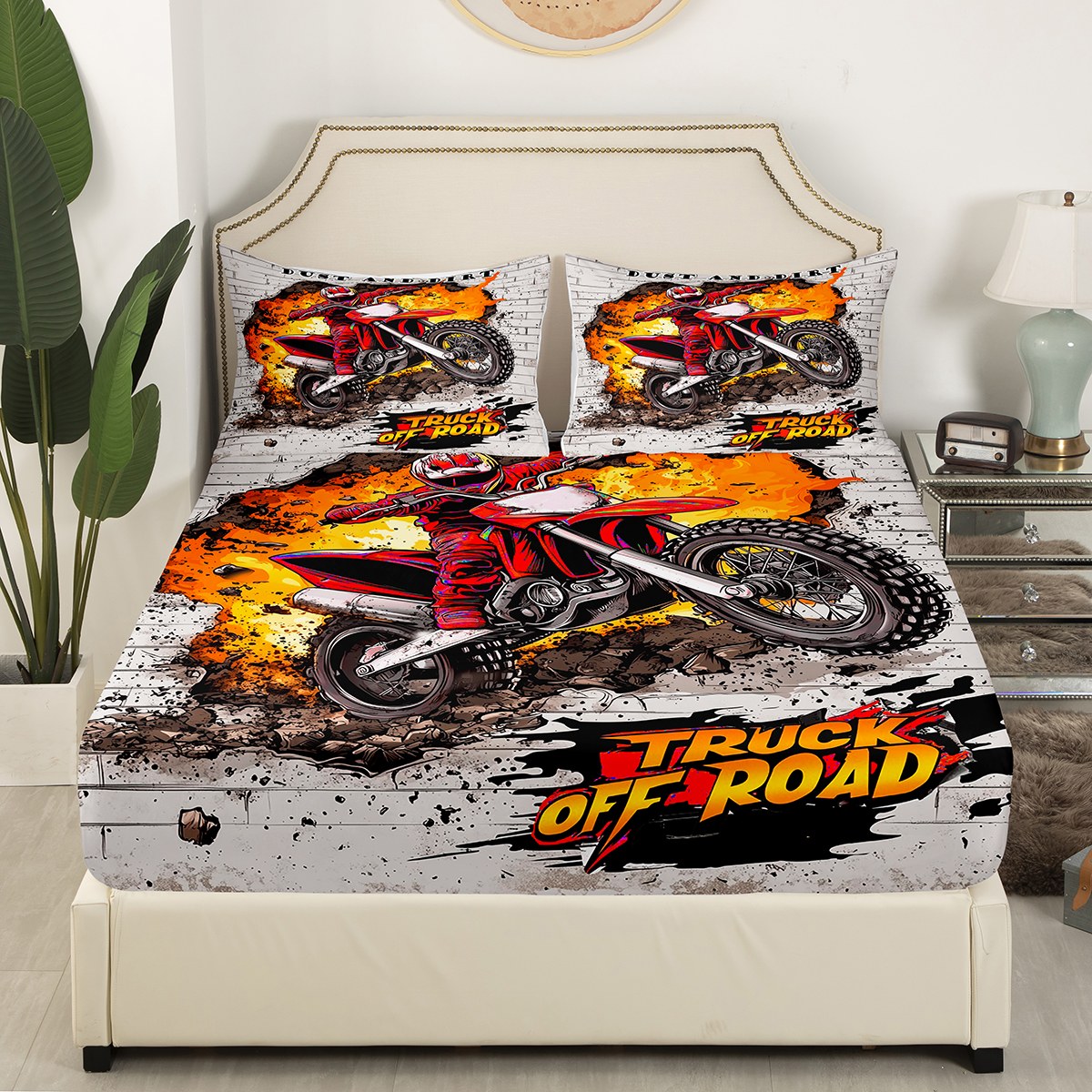 Castle Fairy Motocross Motorbike 3pcs Twin Sheet Sets,Dirt Bike Twin ...