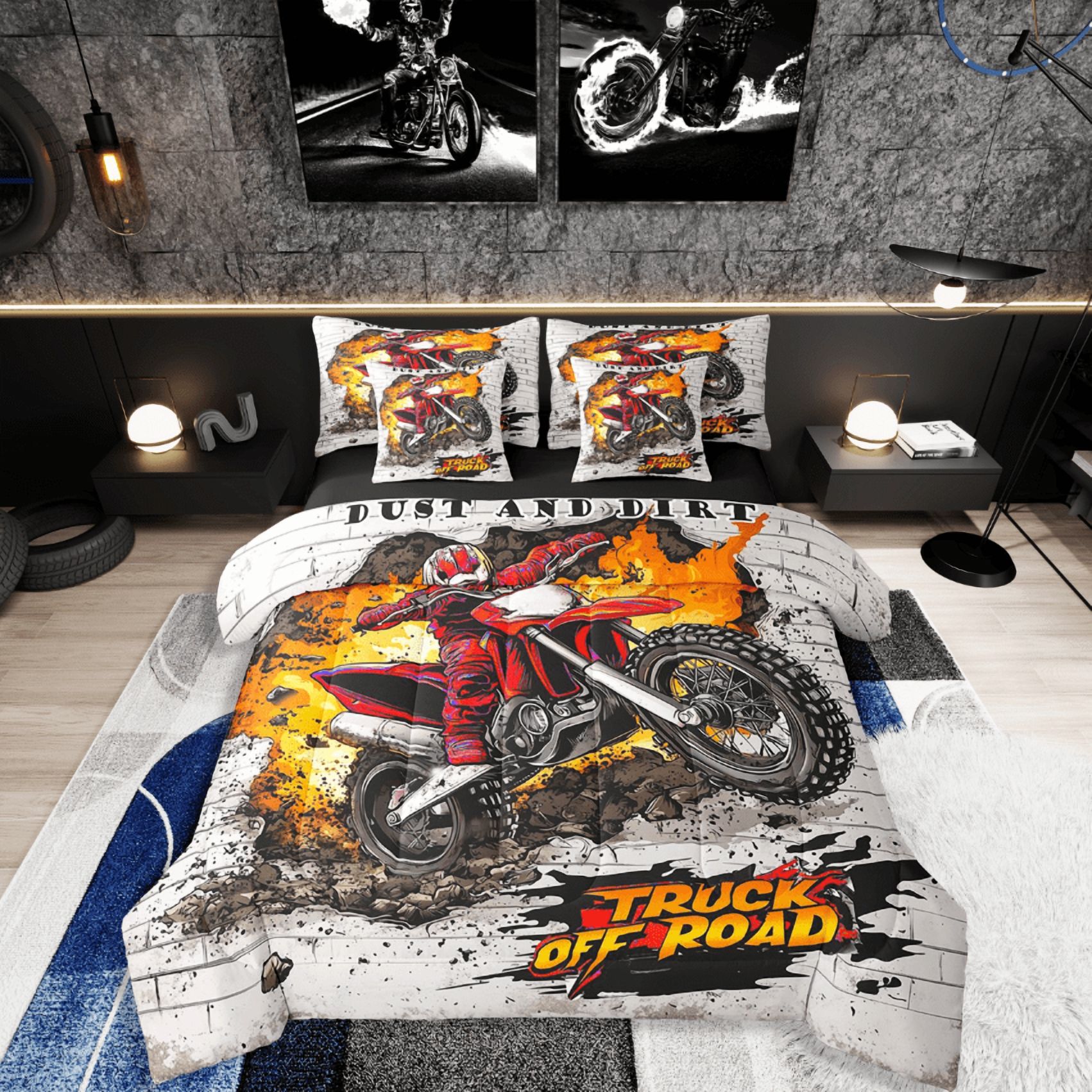 Castle Fairy Motocross Motorbike 7pcs Bedding Comforter Set,Dirt Bike ...