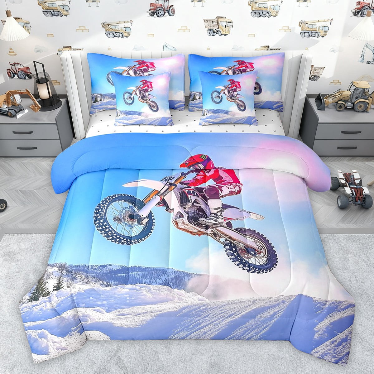 Castle Fairy Motorcycle Motocross Bedding Comforter Set 7pcs for Female ...