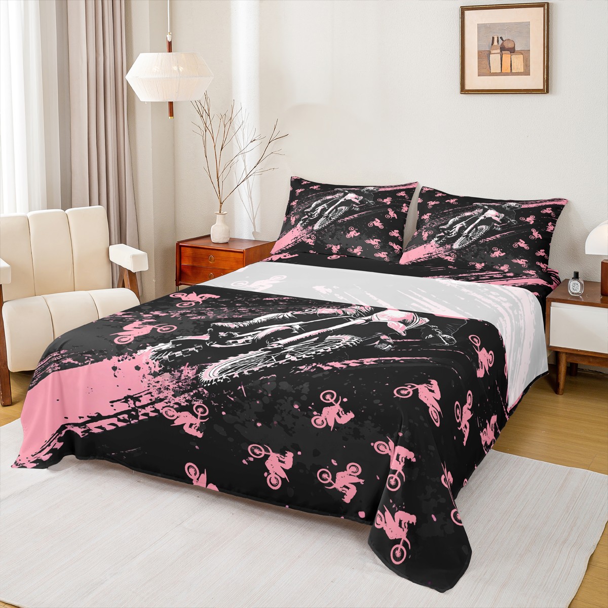 Castle Fairy Motorcycle Motocross Twin Sheet Sets 3pcs for Female Men ...