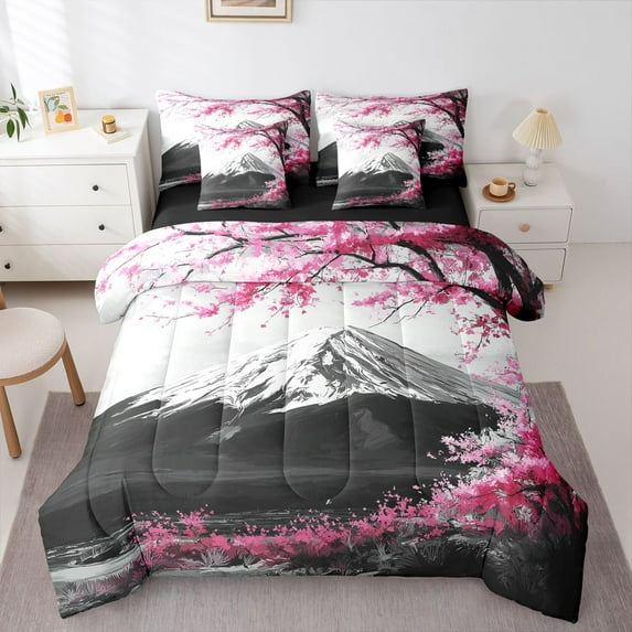 Castle Fairy Mount Fuji Cherry Blossom Bedding Comforter Set,Japanese ...