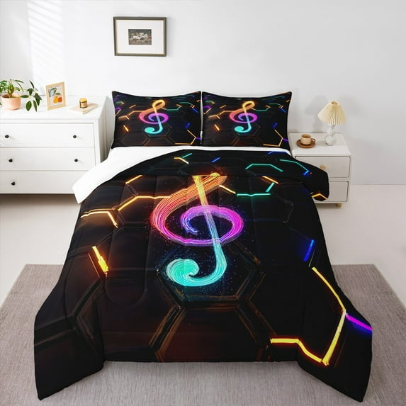 Castle Fairy Musical Notes 3-Piece Full Size Comforter Sets,Geometric ...
