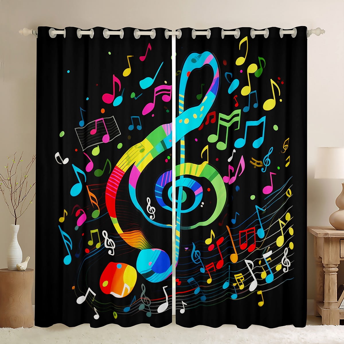 Castle Fairy Musical Notes Blackout Curtains Set of 2 (52x84 Each ...