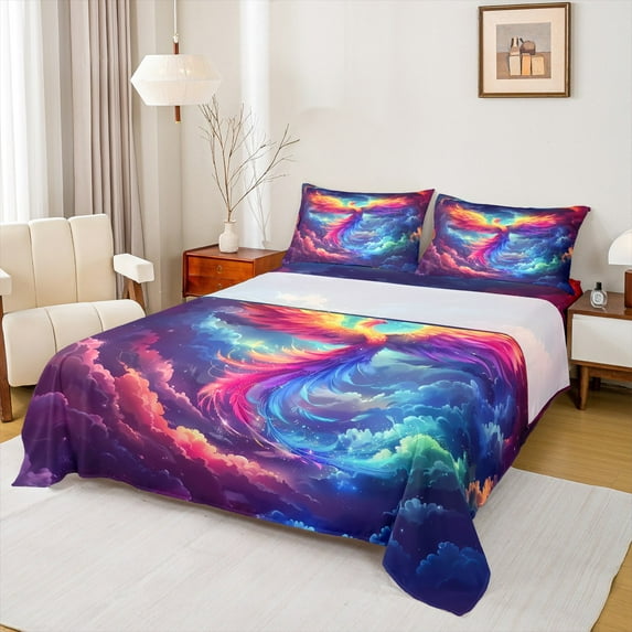 Castle Fairy Mythology Phoenix Bed Sheets for Boys Girls,Flame Bird ...