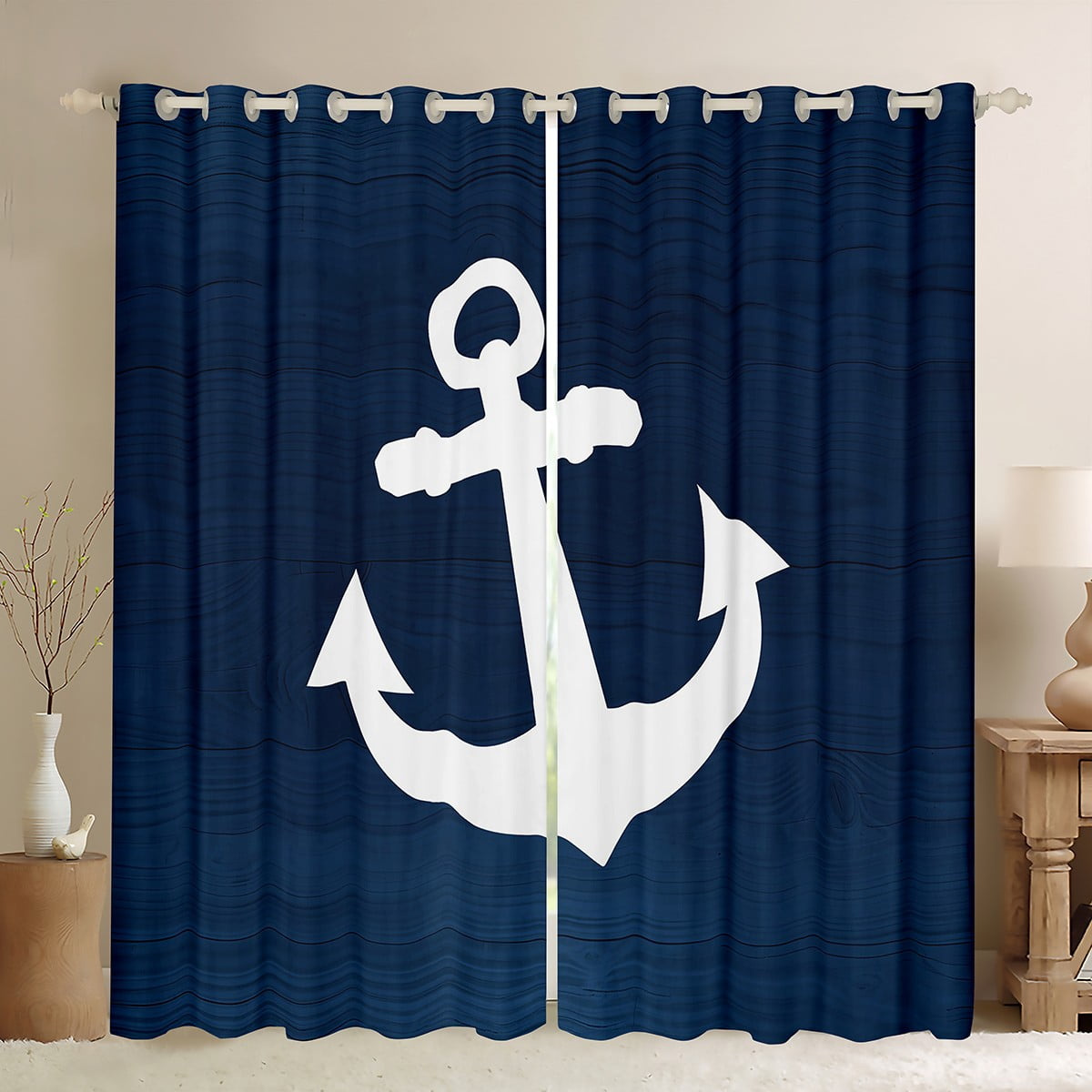 Castle Fairy Nautical Anchor Blackout Curtains Set of 2 (52x84 Each ...