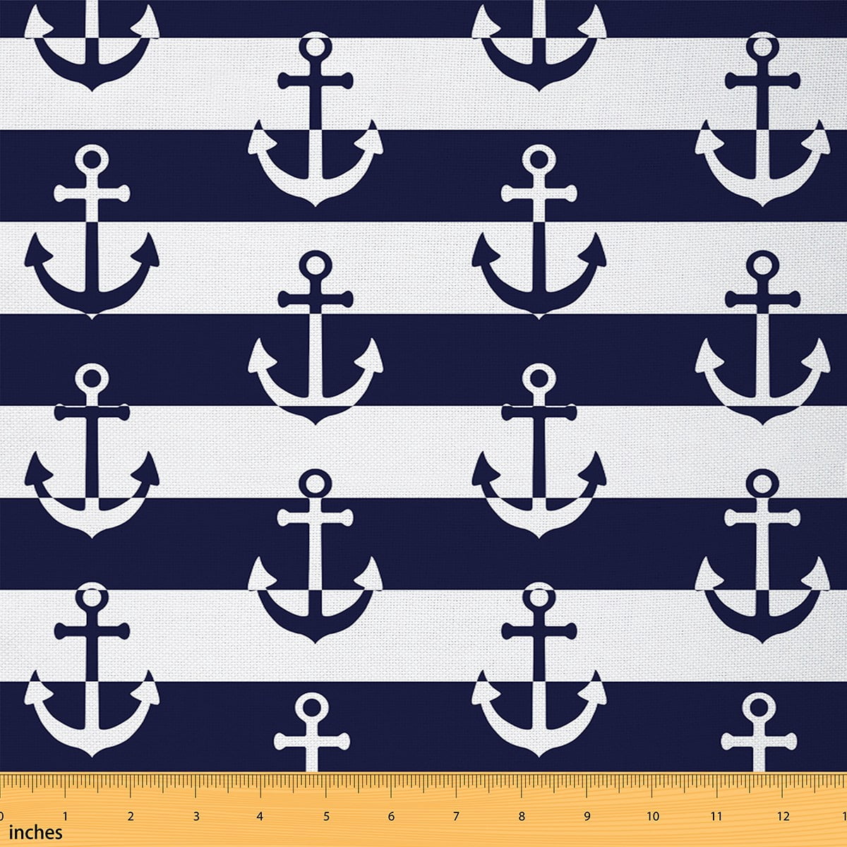 Castle Fairy Nautical Anchor Fabric by the Yard 1 Yard, Dark Blue White ...