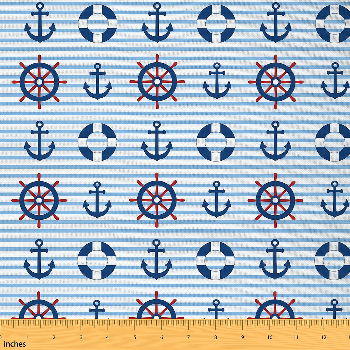 Castle Fairy Nautical Theme Fabric by the Yard 2 Yards, Anchor Rudder ...