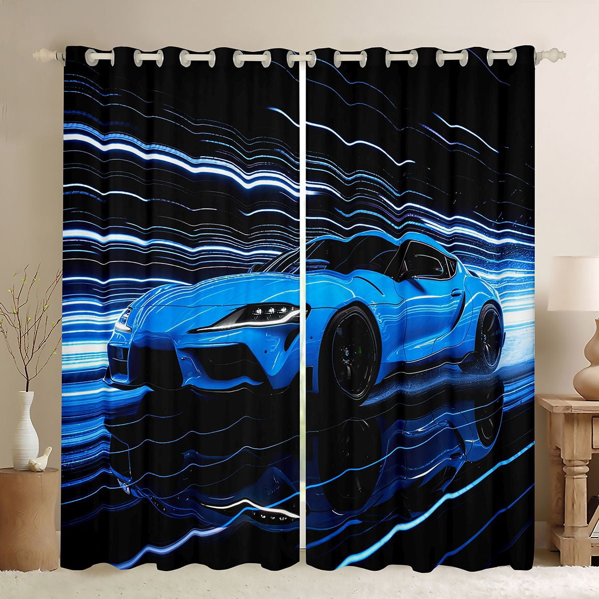 Castle Fairy Neon Sports Car Black Out Curtains for Teens, Light Trail ...