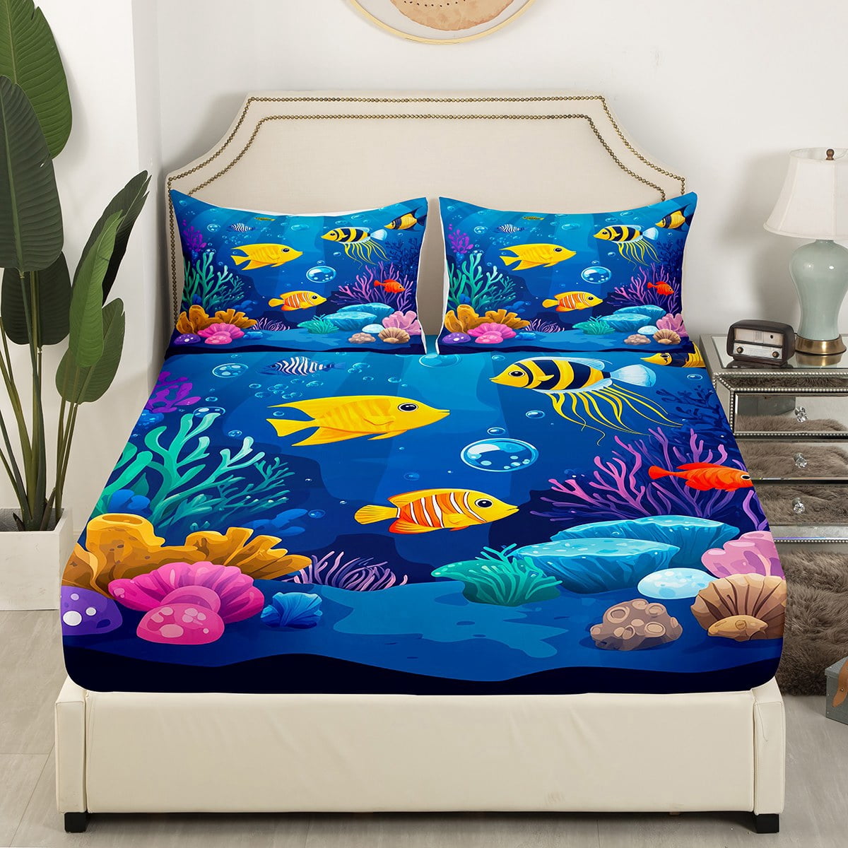 Castle Fairy Ocean Sealife 4pcs Bed Sheets,Sea Theme King Sheets,Marine ...