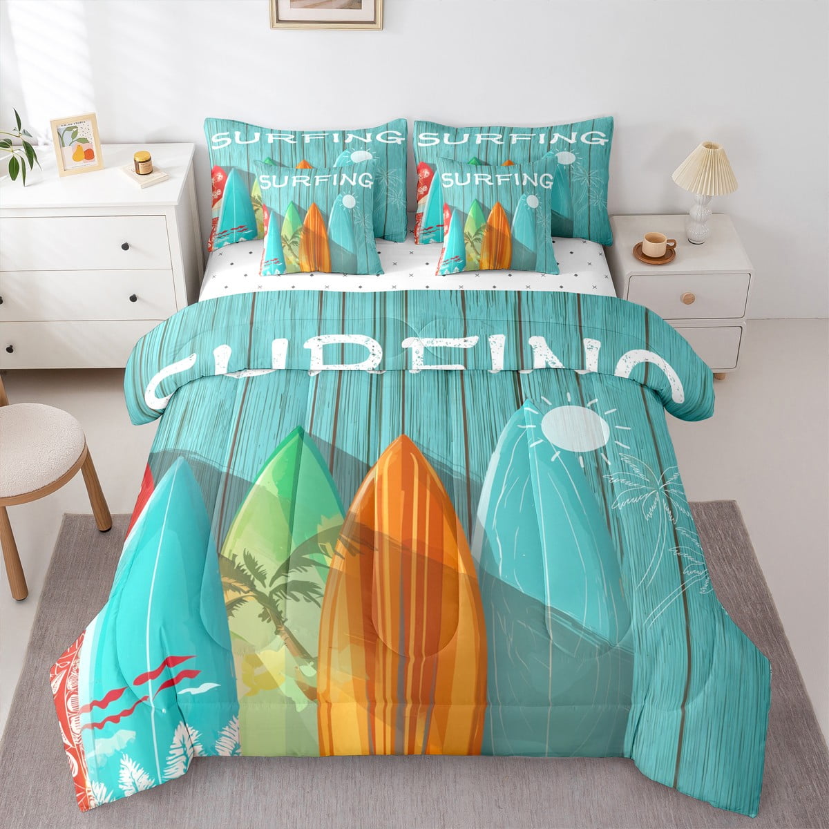 Castle Fairy Ocean Surfing 7-Piece Bedding Comforter Set,Lodge Cabin ...