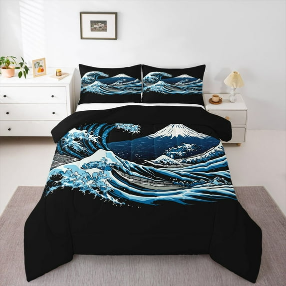 Castle Fairy Ocean Waves Full Size Comforter Sets Female Men,Mount Fuji ...