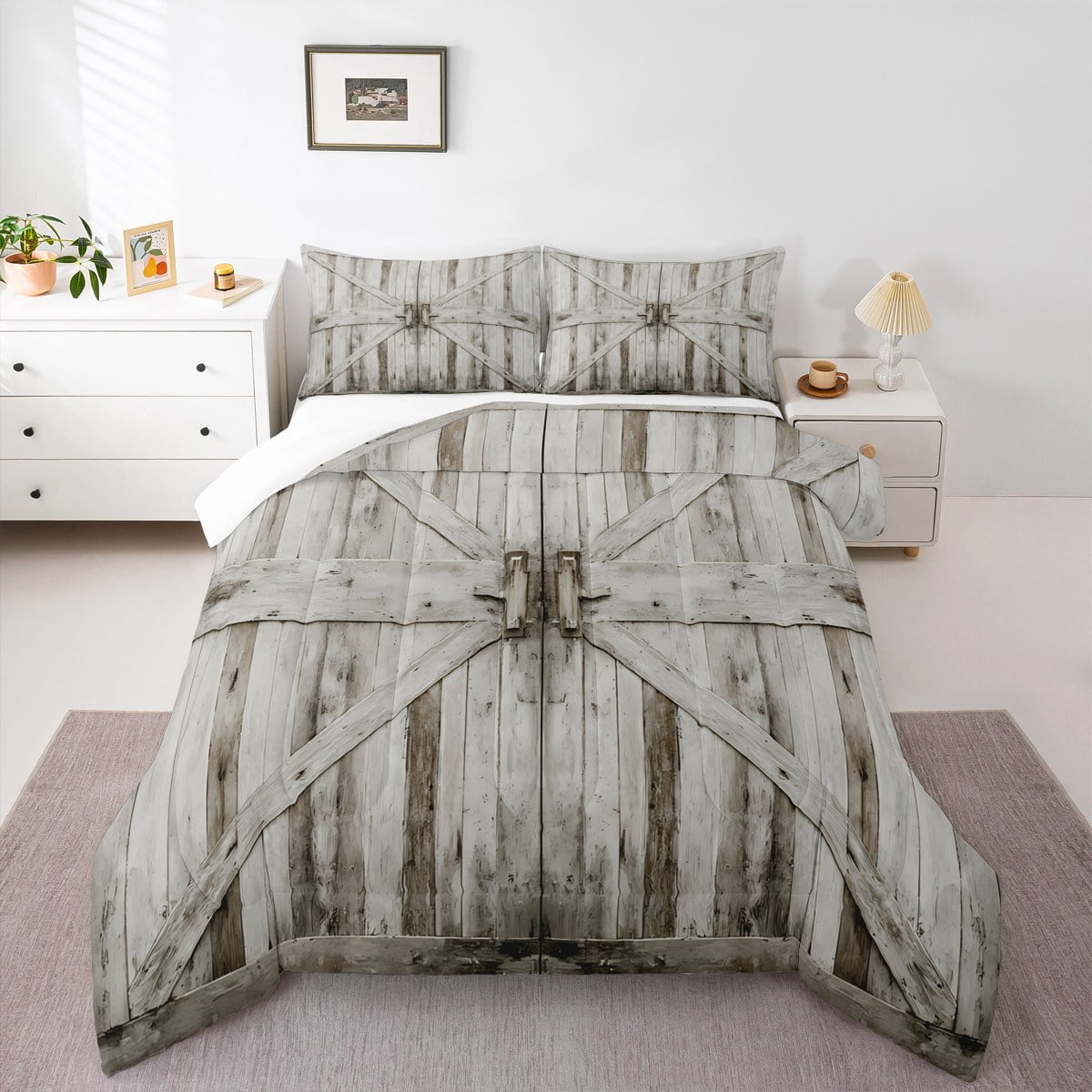 Castle Fairy Old Barn Door 3-Piece Full Size Comforter Sets for Teens ...