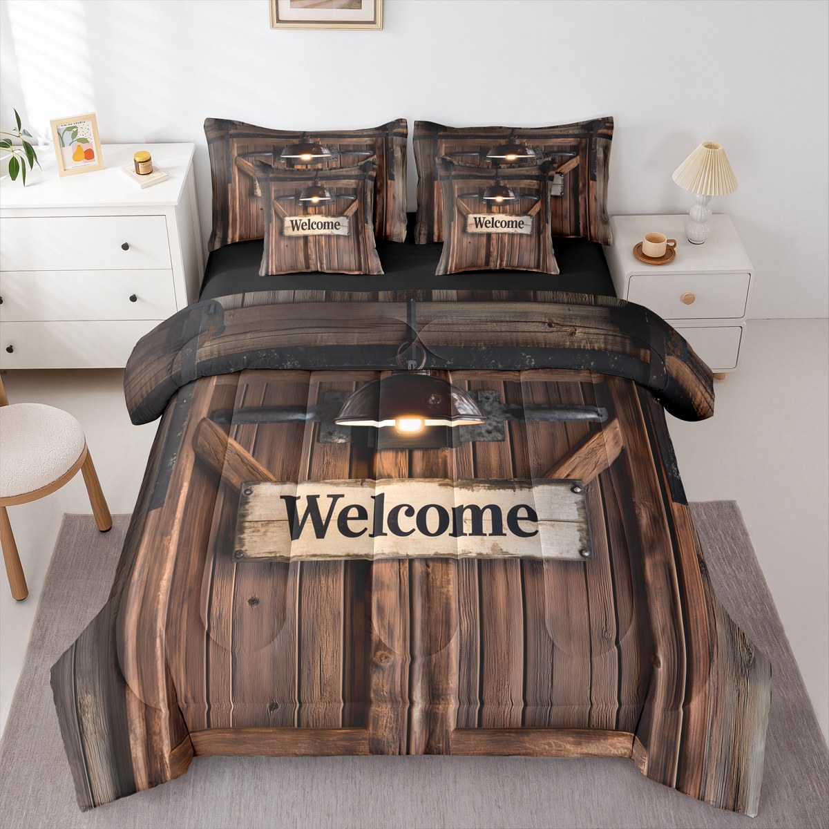 Castle Fairy Old Barn Door Bedding Comforter Set 7pcs for Boys Girls ...