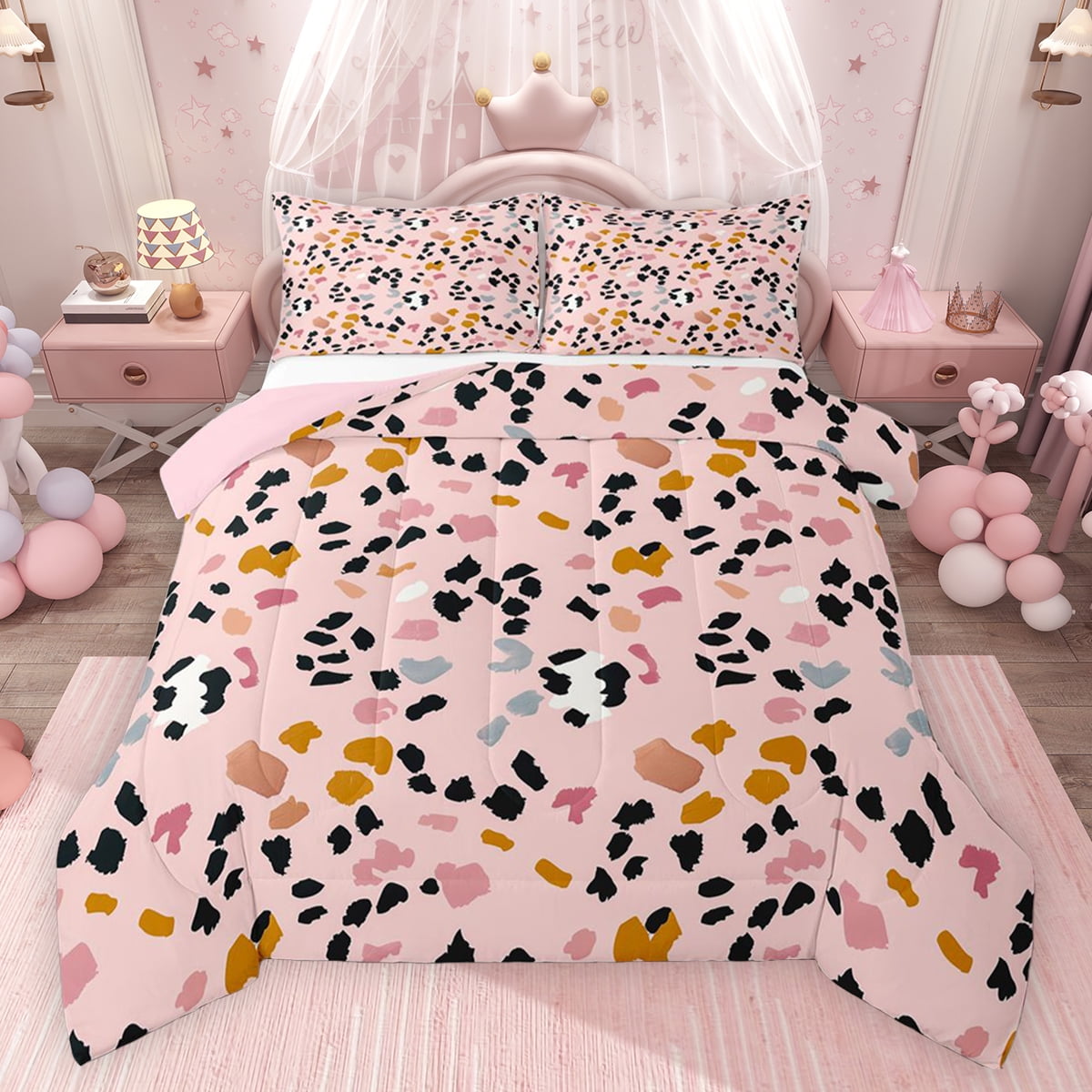 Castle Fairy Old Fashion Cheetah Print Full Size Comforter Sets 3-Piece ...