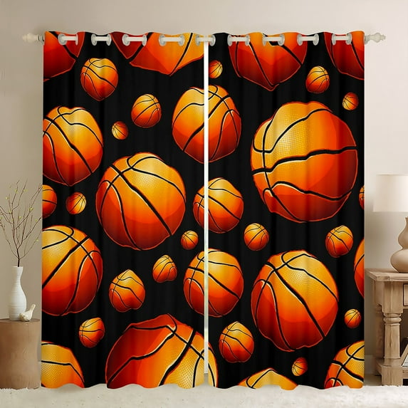 Castle Fairy Orange Basketball Black Out Curtains for Kids Teens,Sport ...