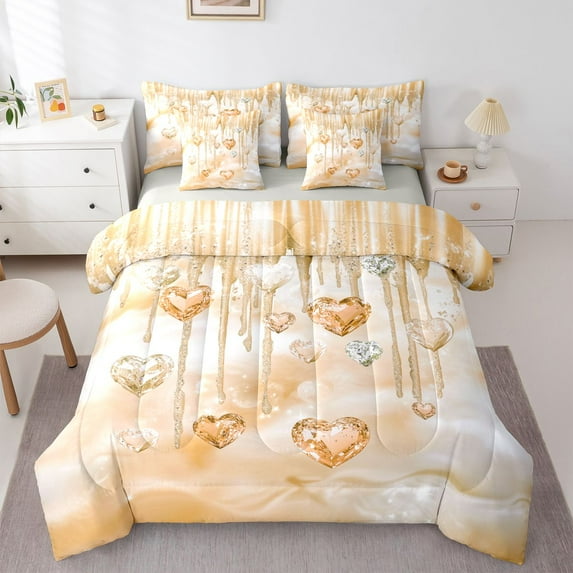 Castle Fairy Orange Love Heart Bedding Comforter Set,Bling Crystal ...